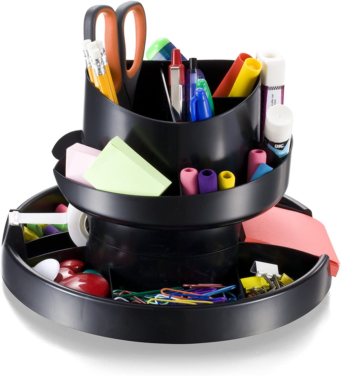 Officemate Deluxe Rotary Organizer, 16 Compartments, Recycled, Black ...